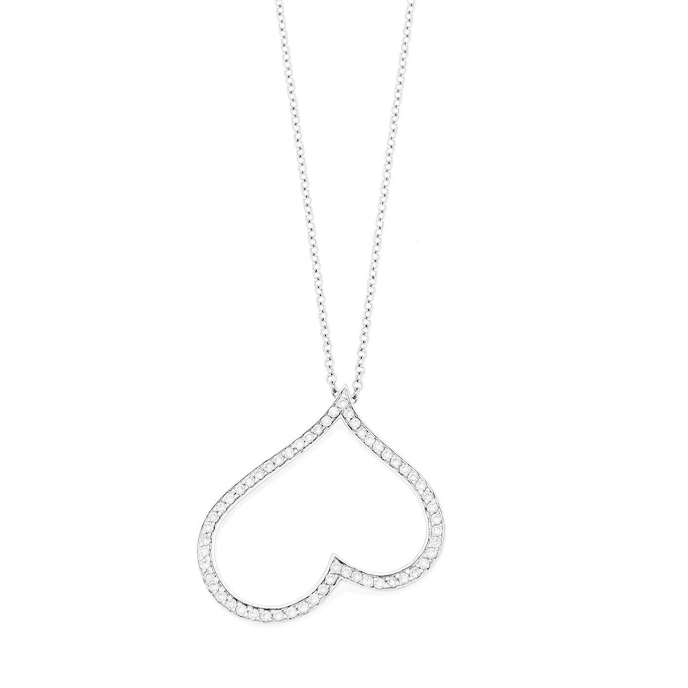 Open Heart - Diamond Necklace in 18K White Gold